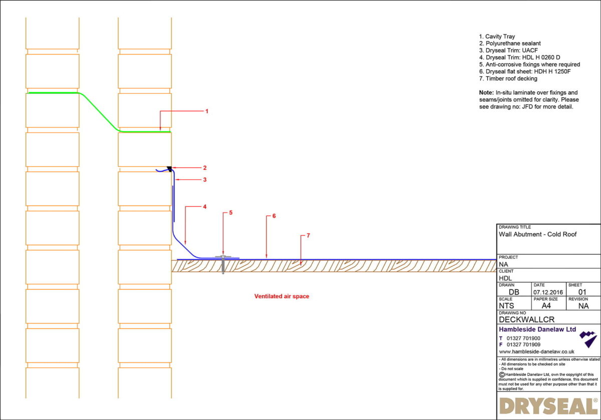 Deck to Wall Detail Cold Roof – Hambleside Danelaw